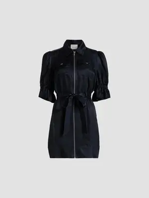 Cinq À Sept Holly Satin Puff-sleeve Minidress - Navy