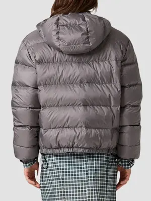 Miu Miu Light Pongé Down Hoodie Jacket - Grey