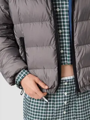 Miu Miu Light Pongé Down Hoodie Jacket - Grey