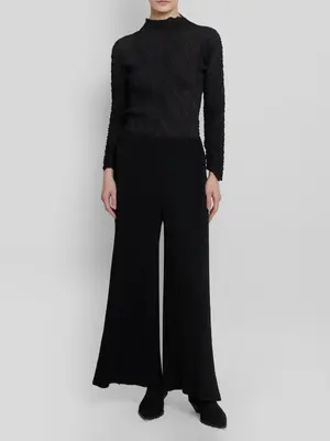Issey Miyake Hatching Pleated Wide-leg Pants