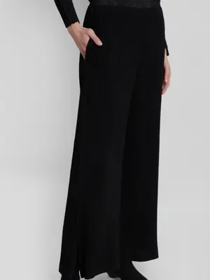 Issey Miyake Hatching Pleated Wide-leg Pants