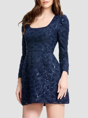 Dress The Population Brie Sequined Fit-and-flare Minidress