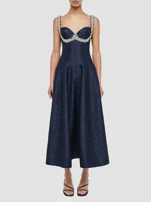 Simkhai Charlotte Embellished Jacquard Midi-dress - Midnight