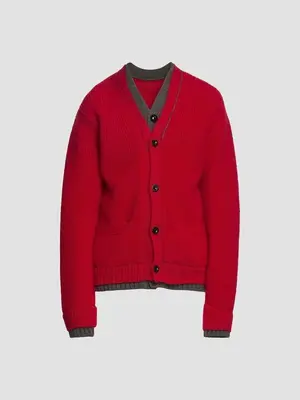 Sacai Contrast-trim Mohair-blend Cardigan