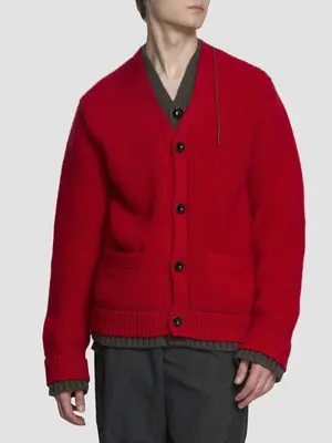 Sacai Contrast-trim Mohair-blend Cardigan