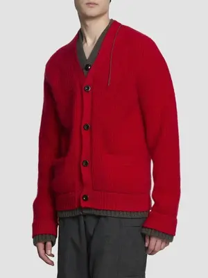 Sacai Contrast-trim Mohair-blend Cardigan