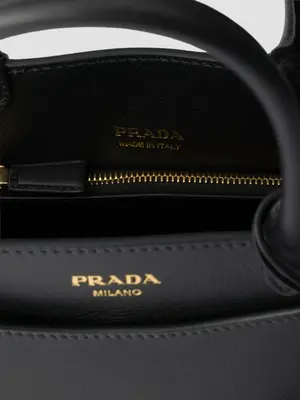 Prada Prelude Medium Leather Top Handle Bag - Black