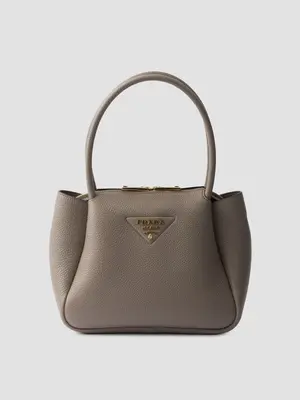 Prada Small Leather Top Handle Bag - Grey