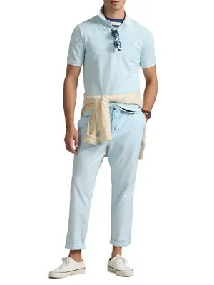 Polo Ralph Lauren Classic-fit Mineral-dyed Mesh Polo Shirt - Sky