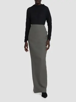 Issey Miyake Calligraph Wool Maxi Skirt