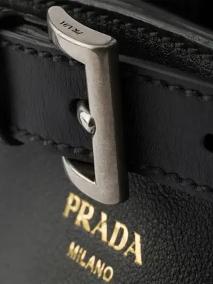 Prada Buckle Small Leather Top Handle Bag With Belt - Black