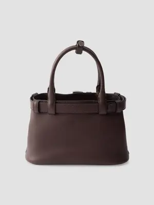 Prada Buckle Small Leather Top Handle Bag With Belt - Brown