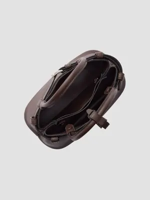 Prada Buckle Small Leather Top Handle Bag With Belt - Brown