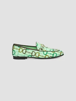 Gucci Jordaan Horsebit Printed Cotton Loafers - Green Pattern