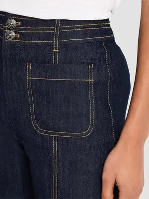 Cinq À Sept Dorothea Topstitched High-rise Wide-leg Jeans