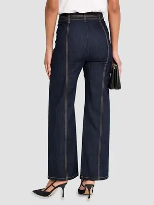 Cinq À Sept Dorothea Topstitched High-rise Wide-leg Jeans