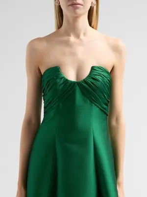 Badgley Mischka Satin Strapless A-line Gown