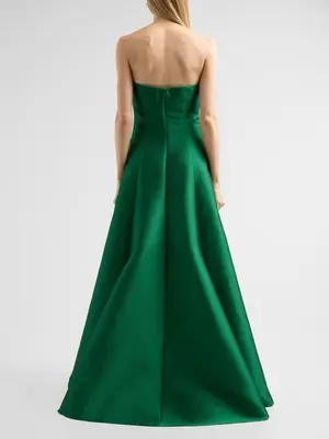 Badgley Mischka Satin Strapless A-line Gown