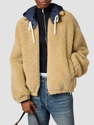 Miu Miu Fleece Blouson Jacket - Beige