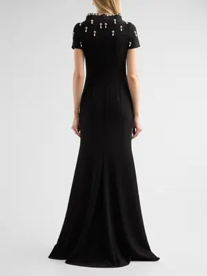 Badgley Mischka Crystal Embellished Mermaid Gown