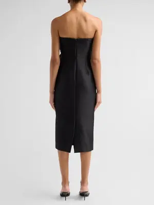 Badgley Mischka Strapless Cocktail Midi Dress