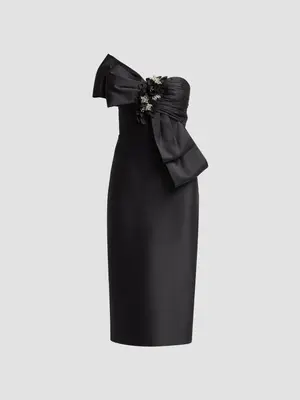 Badgley Mischka Strapless Cocktail Midi Dress - Black