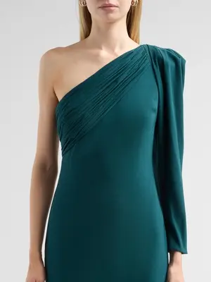 Badgley Mischka One-shoulder Draped Mermaid Gown