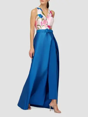 KAY UNGER Rhyan Walk-thru Printed Satin Jumpsuit