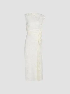 A.L.C. Astrid Lace Ruched Midi-dress - Ecru