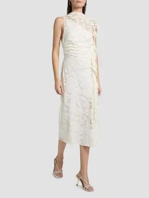 A.L.C. Astrid Lace Ruched Midi-dress