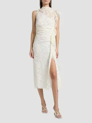 A.L.C. Astrid Lace Ruched Midi-dress