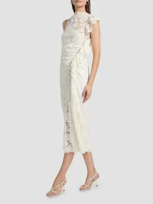 A.L.C. Astrid Lace Ruched Midi-dress