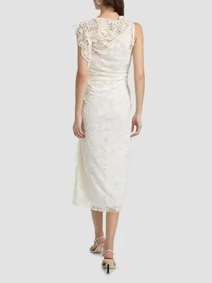 A.L.C. Astrid Lace Ruched Midi-dress