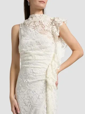 A.L.C. Astrid Lace Ruched Midi-dress