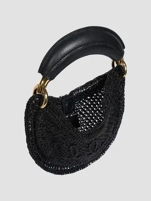 Chloé Mini Summer Banana Glitter Crochet Top Handle Bag - Black