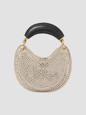 Chloé Mini Summer Banana Glitter Crochet Top Handle Bag - Silver