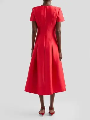 Badgley Mischka Stretch Mikado V-neck Midi Dress