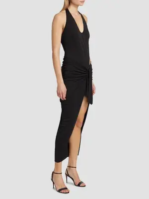 ET OCHS Kai Tie-waist Ruched Maxi Dress