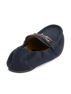 Gucci Horsebit Web Suede Moccasin Loafers - Midnight Blue