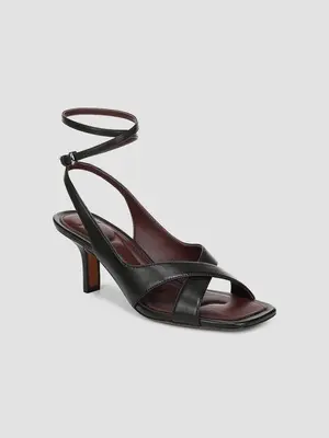 Vince Lola 65mm Leather Strappy Sandals - Black