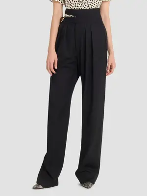 Chloé Pleated Wool Wide-leg Trousers