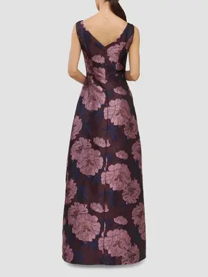 KAY UNGER Caitlin Floral Jacquard Fit & Flare Gown