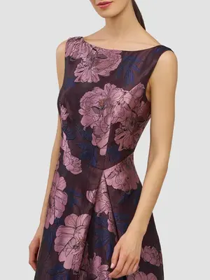 KAY UNGER Caitlin Floral Jacquard Fit & Flare Gown