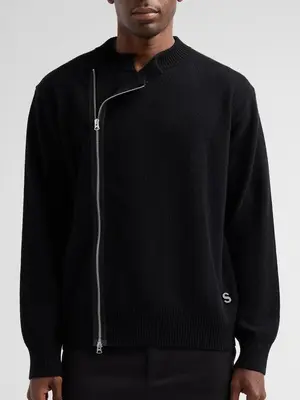 Sacai Asymmetric Zip Wool Knit Sweater