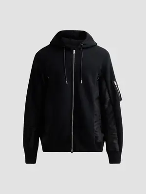Sacai Sponge Sweat X Nylon Twill Hoodie - Black