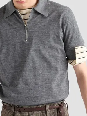 Prada Superfine Wool Polo Shirt - Grey