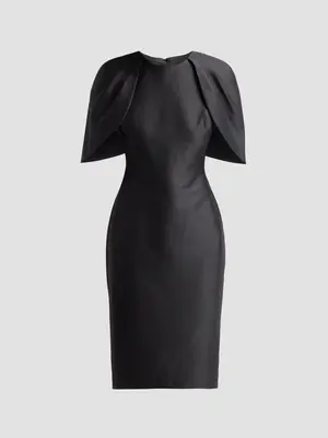 Badgley Mischka Mikado Cape-shoulder Sheath Dress