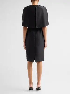 Badgley Mischka Mikado Cape-shoulder Sheath Dress