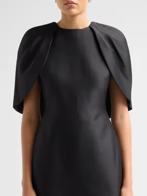 Badgley Mischka Mikado Cape-shoulder Sheath Dress