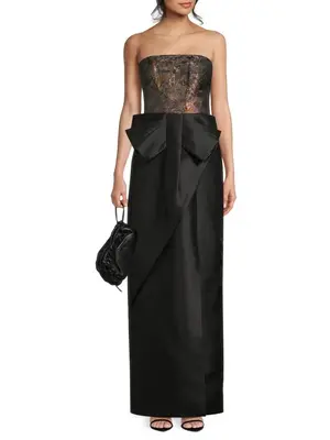 KAY UNGER Vanessa Metallic Strapless Column Gown